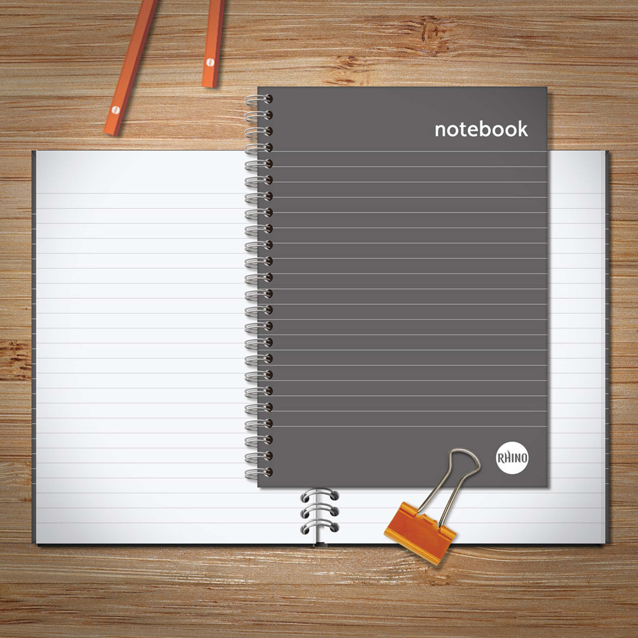 RHINO A5 Hardback Notebook Wirebound - 8mm Lined |… | RHINO Stationery