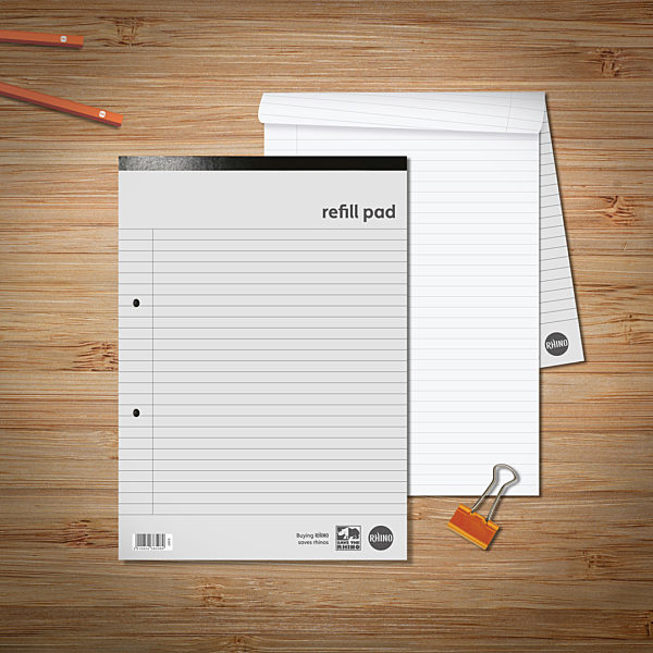 RHINO A4 Refill Pad - 8mm Lined + Margin | 160pg | RHINO Stationery