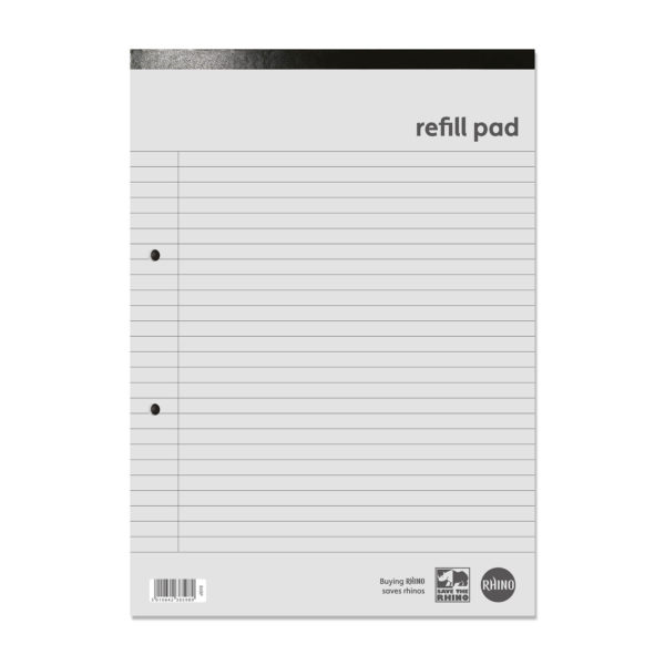 RHINO A4 Refill Pad - 8mm Lined + Margin | 160pg | RHINO Stationery