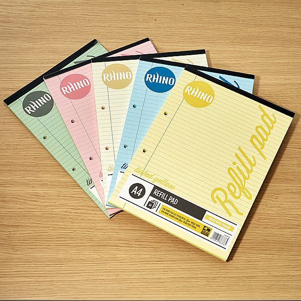 RHINO A4 Refill Pad - Yellow Paper - 8mm Lined +… | RHINO Stationery