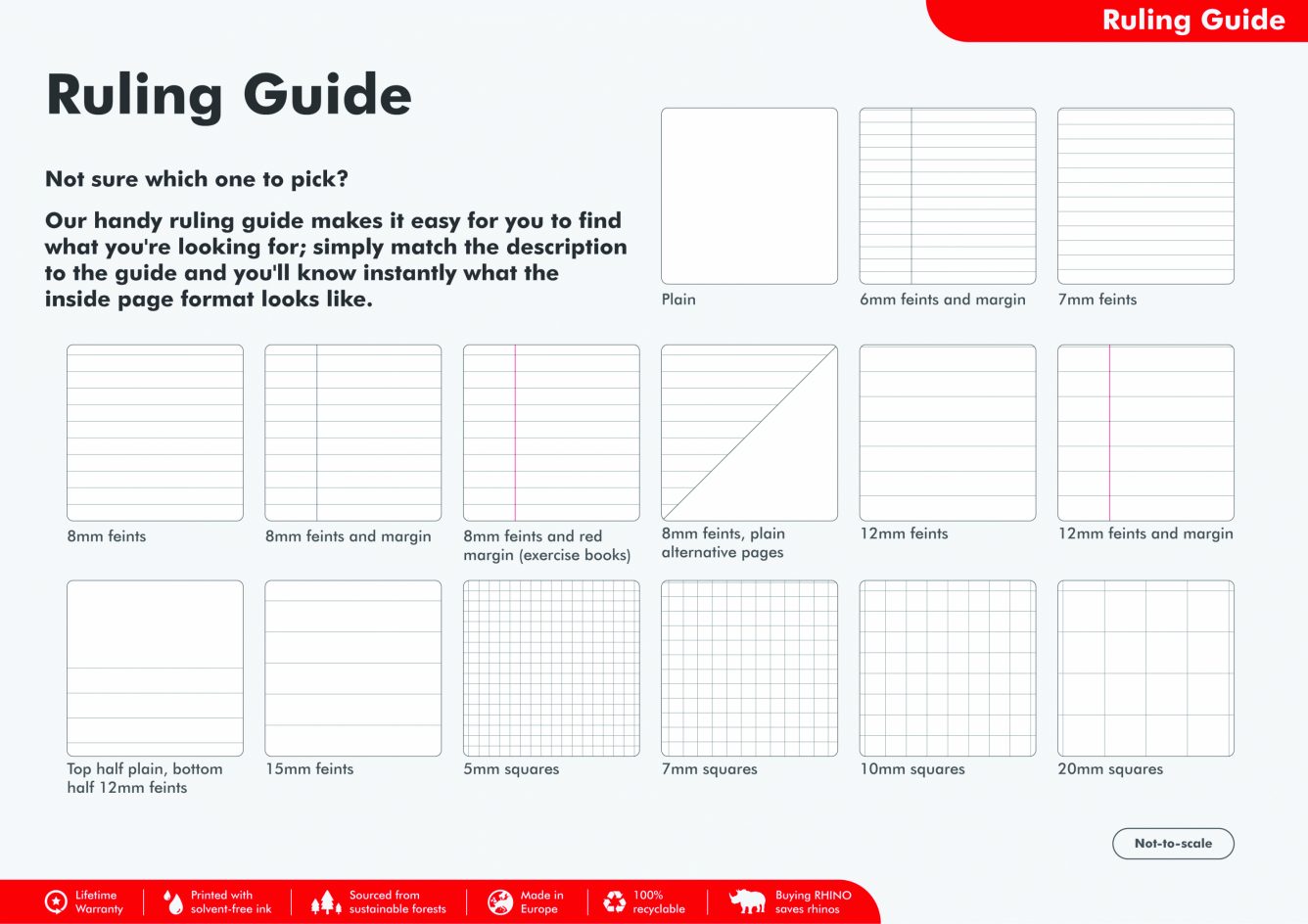 Ruling Guide | Exercise Books Lined | Squared |… | RHINO Stationery