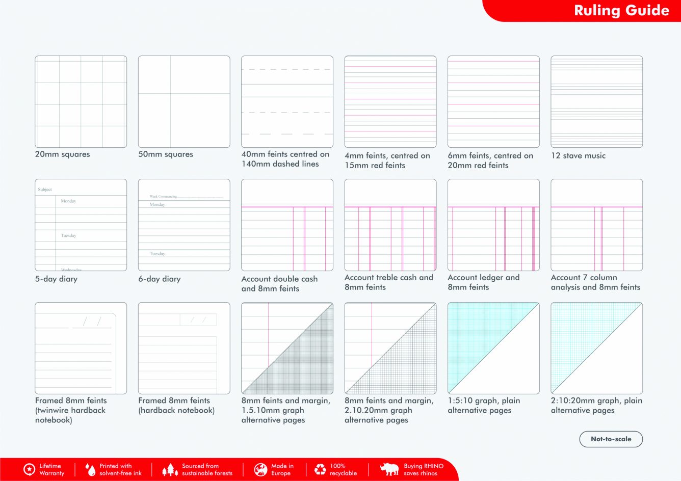 Ruling Guide | Exercise Books Lined | Squared |… | RHINO Stationery